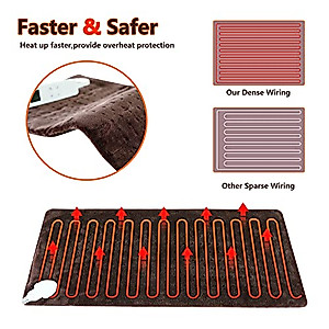 Mosabo Electric Heating Pad for Cramps and Back,Neck,Shoulder Abdomen Pain Relief,12"x24" Extra Large Heat Pad , LCD Controller Heated Pad with 6 Heating Levels - Adjustable Auto Off Time - Brown