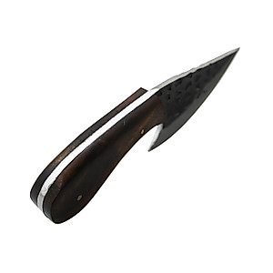 Wild Turkey Handmade Collection 1075 Carbon Steel Full Tang Hunting Knife - Handmade Forged High Carbon Steel Blade with Genuine Leather Sheath (Brown Wood)