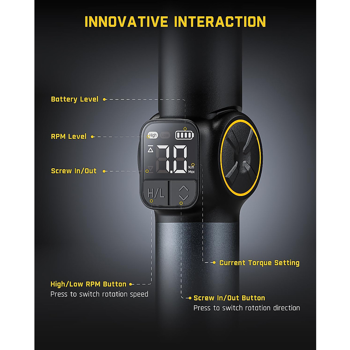 Fanttik Fold S1 APEX 3.7V Cordless Screwdriver, Electric Screwdriver, Screen Interaction, Pivot Handle, High/Low RPM Options, Max 7N.m, 6 Bits, 1/4''Hex, Ideas DIY Tool - Basic Edition