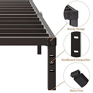 LIJQCI 14 inch Queen Bed Frame Metal Platform Frame no Box Spring Needed Black Heavy Duty Sturdy Steel Easy Assembly with Storage Sturdy Steel Slats Support 3500lbs