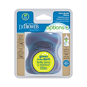 Dr. Brown's Natural Flow Options+ Glass Baby Bottle Sleeves,100% Silicone,5 oz,Wide-Neck,Glow in the Dark
