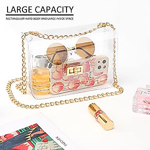 Clear Purse for Women, Clear Crossbody Bag Stadium Approved Gift for Women Concert Sport (Gold)