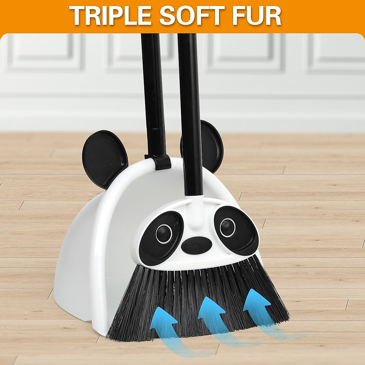 SB Broom with Dustpan Combo Set for Office, Indoor&Outdoor Sweeping,Broom and Dustpan Set,Broom Set for Household Cleaning,Cute Panda