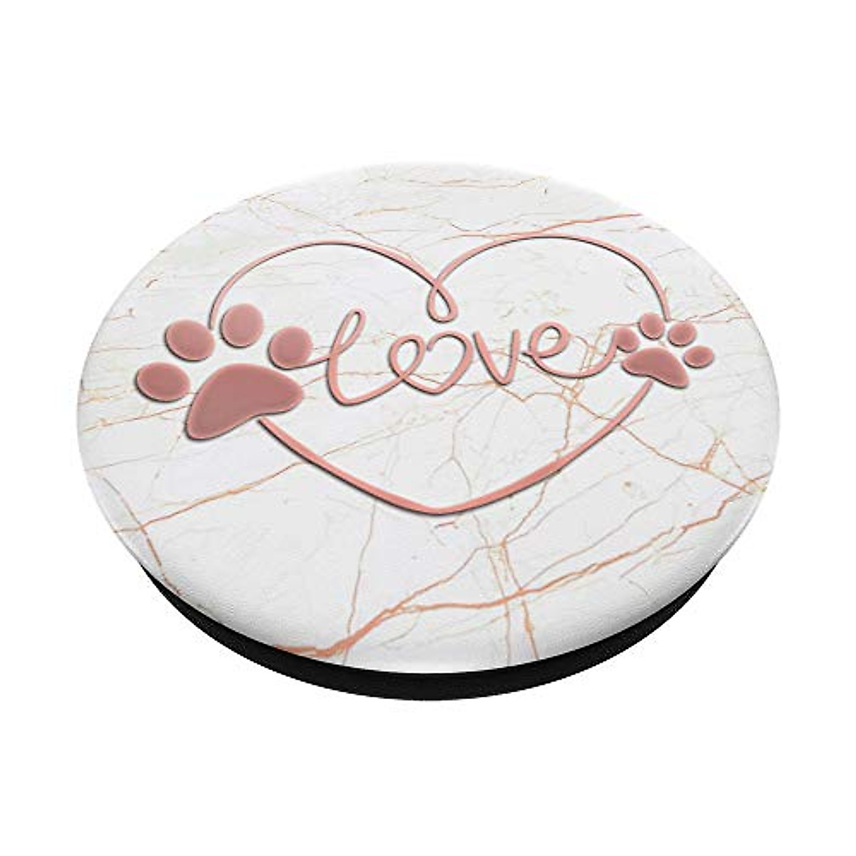 Rose Pink Dog Paw Print Heart love and White Grey pattern PopSockets Swappable PopGrip