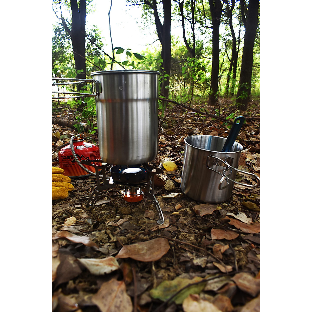 DZRZVD Camping Cups and Mugs Pot 2Pcs -304 Food Grade Stainless Steel - Outdoor Cookware Set with Vented Lid -33oz Big+24oz Small for Backpacking Picnic Hiking