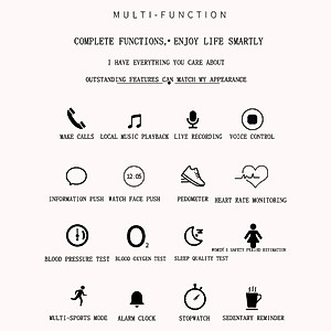 FastUU Z73 Women Smart Watch, 1.09 Inch Ladies Smartwatch Health Monitoring 200mAh Zinc Alloy Dual for Daily Wear