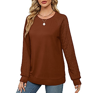 Saloogoe Womens Tops Casual Sweaters Loose Fit Winter Clothes Holidays Outfits 2024 Orange S