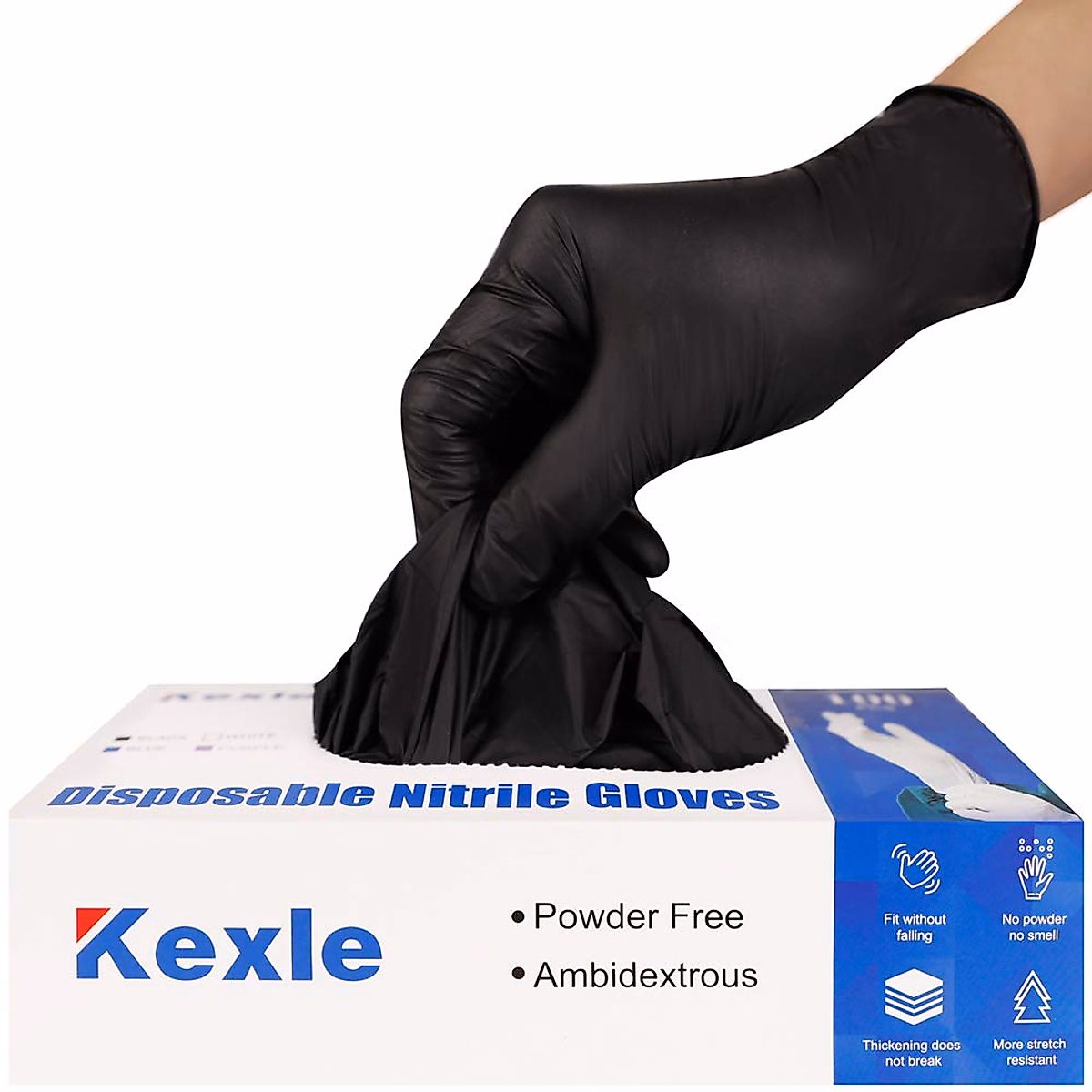 Keoely Nitrile Disposable Gloves Pack of 100, Latex Free Safety Working Gloves for Food Handle or Industrial Use(Black,X-Large)
