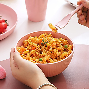 ATRDTO Set of 8,22 OZ Cereal Bowls, Unbreakable Wheat Straw Bowls, Microwave and Dishwasher Safe Reusable Bowls Set, for Ramen, Soup, Salad and more (22oz)