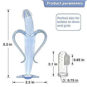 Silicone Baby Teether and Toothbrush - Set of 3 - Silicone Infant Training Finger Toothbrushes with Storage Case