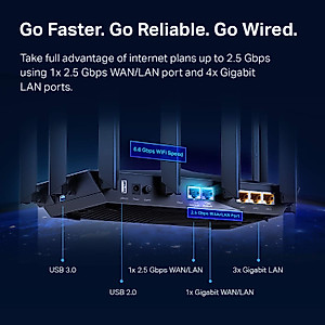 TP-Link AX6600 Tri-Band WiFi 6 Router (Archer AX90), 8-Stream Gigabit Router, VPN Router, MU-MIMO, 2.5G WAN Port, 1.5GHz Quad-Core CPU