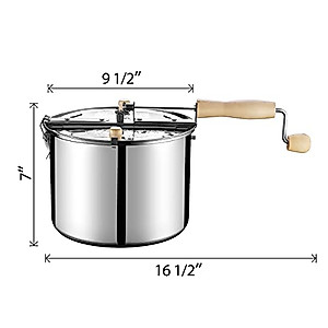 6251 Original Stainless Steel Stovetop Popcorn Popper - 6.5-Quart - by Great Northern Popcorn,Silver,130857PCV