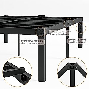 Gdduck 18 Inch Queen Size Bed Frame Platform Metal Bed Frame with Storage，Sturdy Steel Frame No Box Spring Needed,Black Frame Heavy Duty Noise-Free,Easy Assembly，Support up to 3500lbs