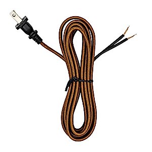 Creative Hobbies Brown Rayon Cloth Covered Electric Lamp Cord with End Plug, Stripped Ends Ready for Wiring -8 Foot, SPT-2 UL Listed