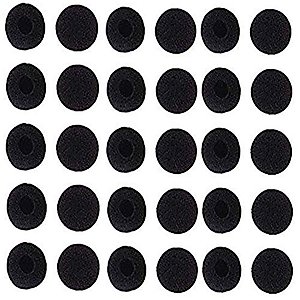 Lsgoodcare 50Pcs Soft Foam Earbud Headphone Ear Pads Replacement Sponge Covers Tips Foam Cushions Pad Protector Earplugs for Earphone Headset Earpiece MP3 MP4 Moblie Phone, Diameter 18MM, Black Color