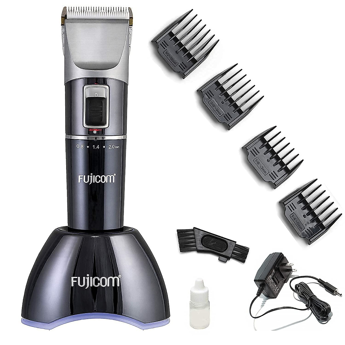 Fujicom Hair Clippers for Men Professional Trimmer Clippers Cordless Rechargeable with 2 Speed Hair cutting Kit Low Noise with Adjustable Ceramic Blade Lithium Battery and 4 Comb Dock station