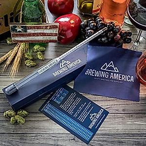 Brewing America American-Made Specific Gravity Hydrometer Alcohol ABV Tester - Pro Series Fermentation Testing Homebrew: Beer, Wine, Cider, Mead - Triple Scale Hydrometer