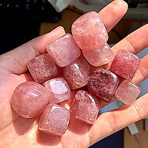 100g Natural Strawberry Crystal Gravel Round Stone Crystal Stone Fish Tank Flower Pot Decoration Stones