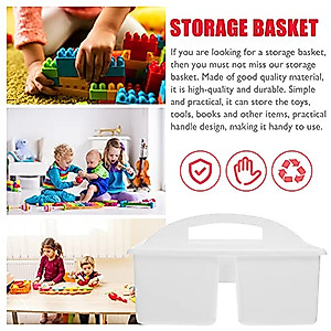 Healifty 1pc Shower Multipurpose Vanity, for Dorm Food Use Plastic Household Bathroom Basket Pantry Cabinet Caddy Desktop Kids Organizer Garden White Bins Sundries Room Handles Portable