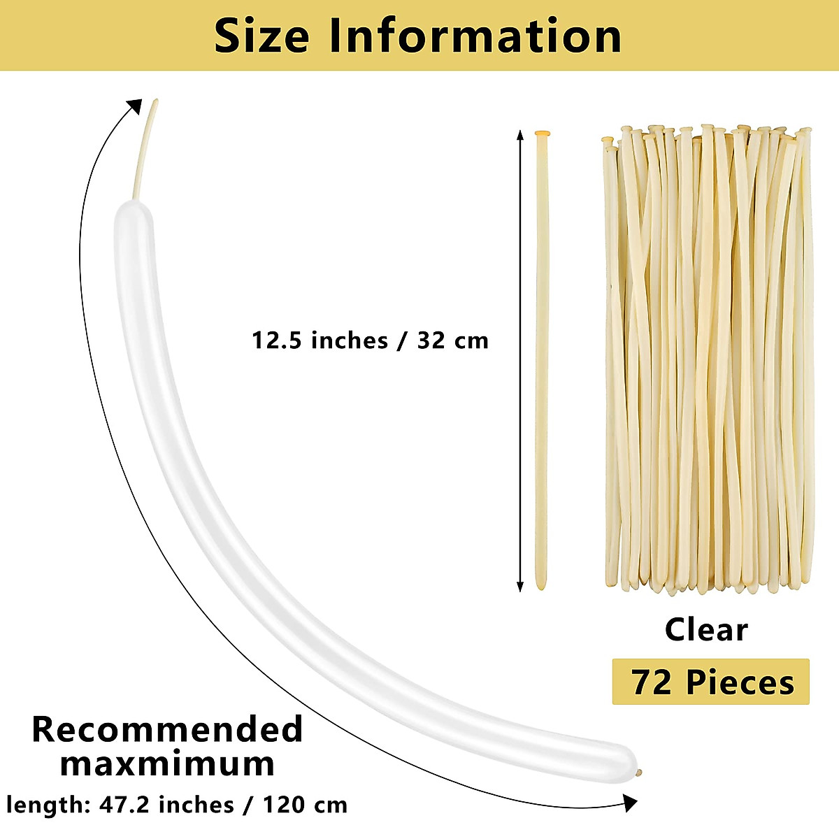 Aodaer 72 Pieces Long Skinny Latex Balloons Twisting Balloons Modelling Balloons for DIY Festival Party Favors Birthday Wedding, Clear