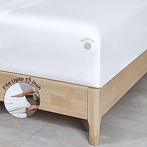 King Size Bed Sheets - 600 Thread Count Egyptian Cotton - 15 Inch Deep Pocket Fitted Sheet - Cooling Sheets - 4 Piece Premium Sheet Set for King Bed - White Solid