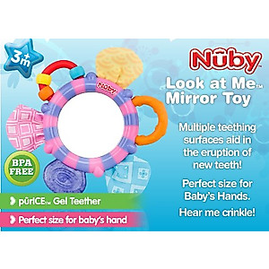 Nuby Look-at-Me Mirror Teether Toy, Colors May Vary