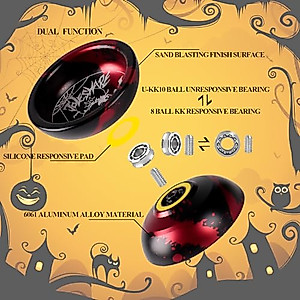 JOLESHARE Professional Unresponsive Yoyo X5 for Pros and Responsive Yoyos for Kids Beginners - Replaceable Unresponsive Bearings, Gloves, Removal Bearing Tool and 5 Cords Included (red Black)