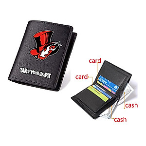 yehert Pu Leather Short Billfold Wallet Credit Card Holder For Wen，Women， Red Hat Logo Black Purse (#2 Red)