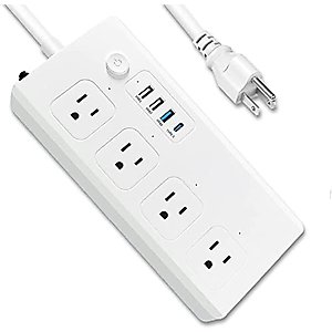 XENON Power Strips 40W, Surge Protector with 4 AC Outlets and USB A (QC 18W) + USB C (PD 40W), USB C Fast Charging, 5Ft Extension Cord, Overload Protection, for Home, Office, Travel