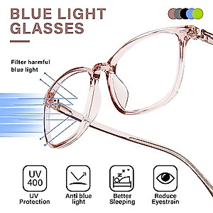 FONHCOO Blue Light Blocking Glasses Women Men TR90 Fashion Round Frame Transparent Eyewear Anti UV Glare Computer Blue light Glasses for Women Men