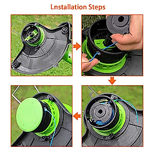 29252 29092 String Trimmer Replacement Spool 16ft 0.065" for Greenworks 21332 21342 2100302 24Volt 40V 80V Cordless Trimmer, 7-Pack (6-Line Spool + 1 Cap)