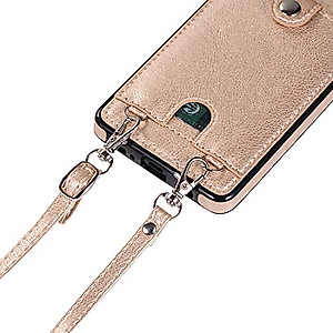 Jaorty PU Leather Wallet Case for Samsung Galaxy S10 Plus Necklace Lanyard Case Cover with Card Holder Adjustable Detachable Anti-Lost Neck Strap Case for Samsung Galaxy S10 Plus,Black
