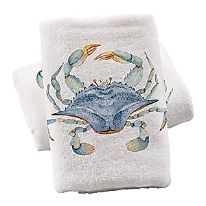 ALAZA Ocean Hand Towels for Bathroom Fingertip Towel Face Towel, 100% Cotton Soft Absorbent Decorative Bath Towels 15.5x29.5 inch,Blue Crab Watercolor