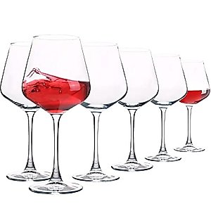 UMEIED 20 Ounce Burgundy Wine Glasses, Long Stemmed Premium Wine Glasses Set of 6, Crystal-clear