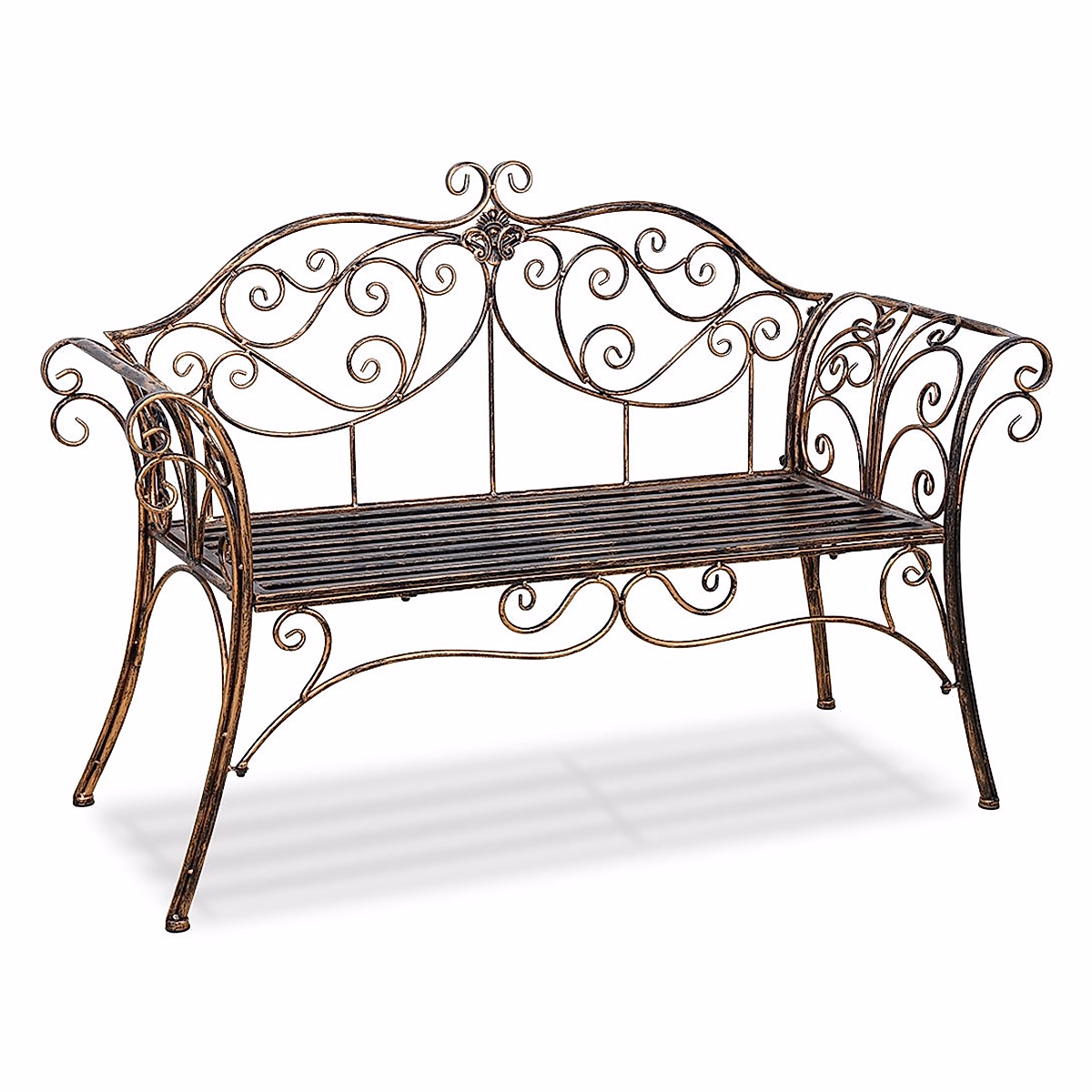 HLC Antique Bronze Metal Garden Bench Chair 2 Seater for Garden, Yard, Patio, Porch and Sunroom