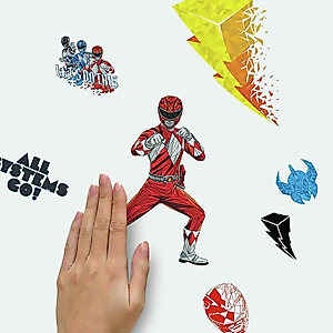 RoomMates RMK4454SCS Power Rangers Peel and Stick Wall Decals, Pink, Red, Blue, Yellow