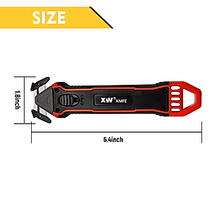 XW Safety Box Cutter with Quick Blade Change, Extra 5 Replacement Blades Included
