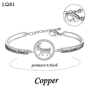 LQRI Goat Lover Gift Whatever Floats Your Goat Bracelet Pet Goat Gift Farm Farmer Gift Crazy Goat Jewelry Gift (silver)