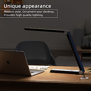 LED Desk Lamp Eye-Caring with Fast Wireless Charger, Table Lamp 96LED Lamp Beads 5 Modes Touch Control, CRI/RA≥95 Office Home Table Light Smart Adjustable, Foldable Night Light Type-C Port for Reading