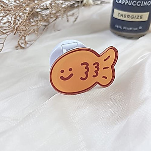 ONLYOU GRIPTOK Phone Grip Korean Grip Tok Taiyaki Design Funny Unique Cute Phone Stand Drop Prevention Just Stick On Custom Pair Women's (Brown)