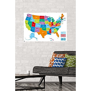 Trends International Map - United States Of America 2022 Wall Poster, 22.375" x 34", Poster & Mount Bundle