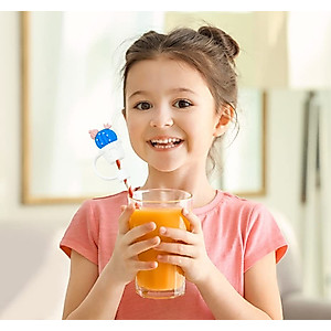 16 Pcs Straw Covers Cap, Silicone Straw Toppers Cute Straw Caps Covers Dustproof Straw Tips Cover 6-8mm Cup Straw Stopper Straw Plugs for Tumblers Reusable Glass Metal Party Drinking Straws