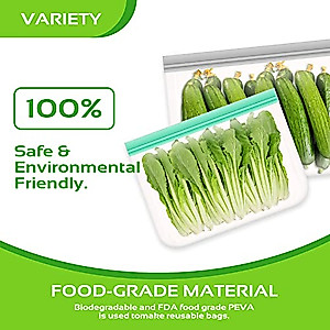 Reusable Snack Bags, Silicone Sandwich Bags Storage Food Zipper Lunch Bags BPA Free Leaf Proof Gallon Freezer Bags - 9 Pack