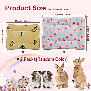 Rypet Small Animal Bed 2PCS - Rabbit Bed House Winter Warm Fleece Sleep Pad for Squirrel Hedgehog Bunny Chinchilla and Other Small Animals, Random Color
