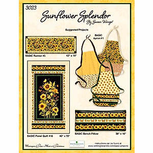 Wilmington Prints Sunflower Splendor 24-7/8" Sunflower and Goldfinch Panel Black, Fabric by The Panel