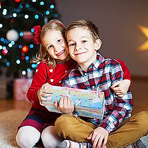 Birthday Wrapping Paper For Kids Girls Boys, Unicorn Design Gift Wrapping Paper for Birthday Baby Shower with 78.7 inches Ribbon, 4 Sheets Folded Flat 20x28 inches per sheet