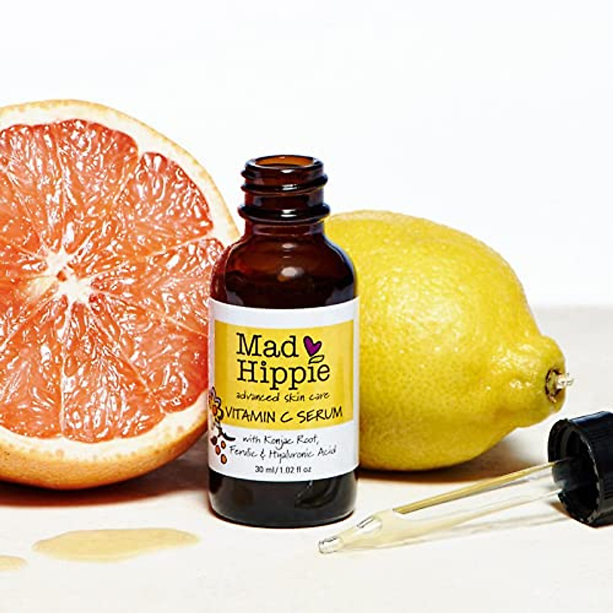 Mad Hippie Vitamin C Serum with Vitamin E, Skin Care Packed with Natural Vegan Active Ingredients, Apply Before Sunscreen or Makeup, For Healthy Glowing Skin, 1.02 Fl. Oz.