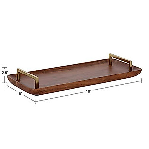 Kate and Laurel Cantwell Mid-Century Modern Wood Tray, 18 x 8, Walnut Brown, Decorative Tray for Serving, Storage and Display