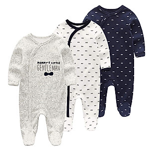 Newborn Baby Boy Girl Cotton Bodysuit Long Sleeve Jumpsuit 3-Pack Outfits Clothes Long Sleeve Baby Bodysuit