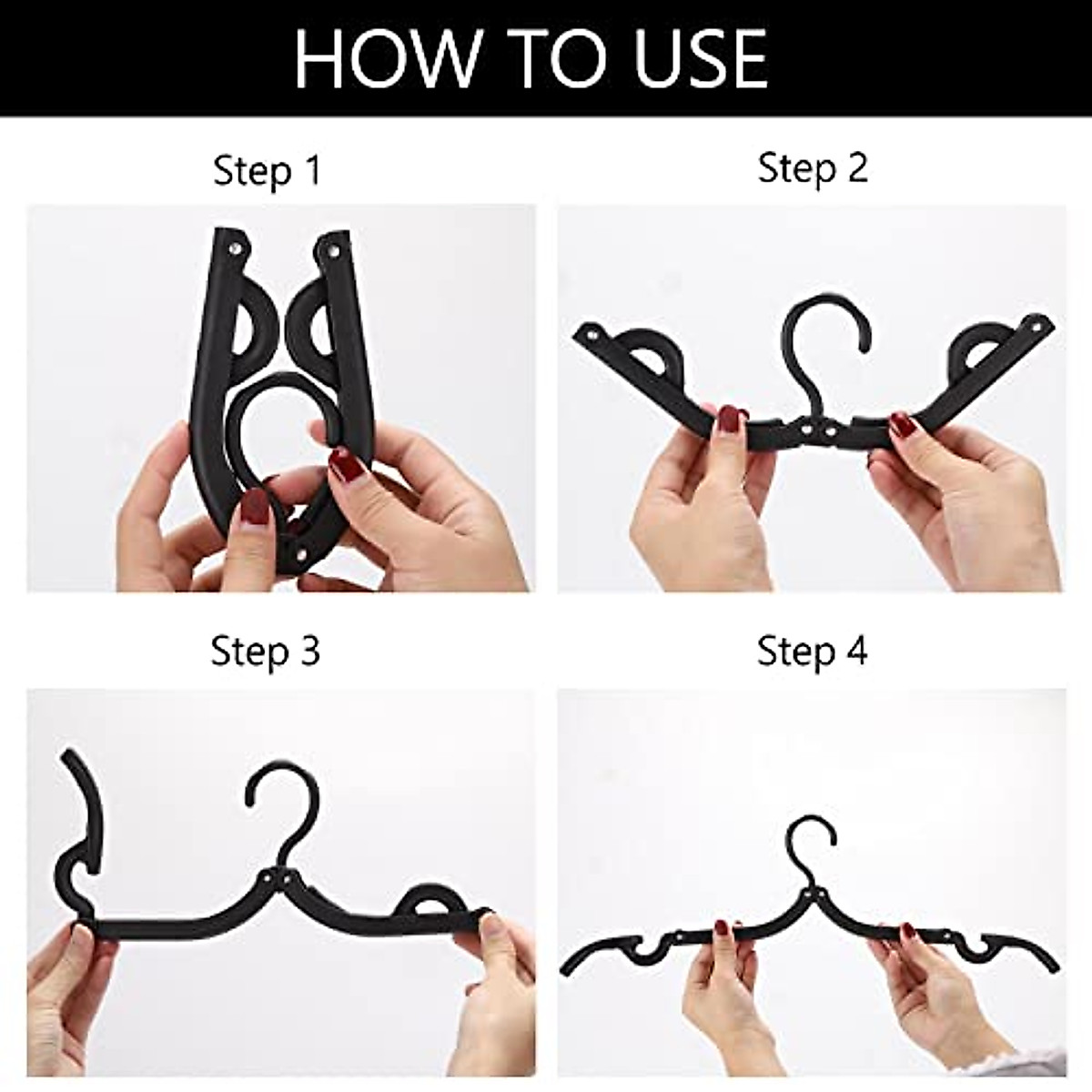 12Pcs Foldable Travel Hangers + 1Pcs Retractable Portable Clothesline with 12 Clothespins, Collapsible Clothes Hangers and Elastic Travel Clothesline for Outdoor and Indoor Use